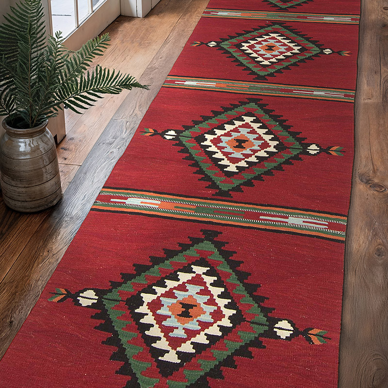 Red New Turkish Kilim Runner - K0027681