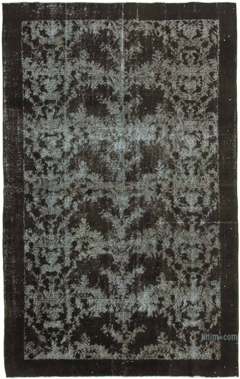 K0051909 Black Hand Carved Over-Dyed Rug - 5' 4" x 8' 8" (64 in. x 104 in.)